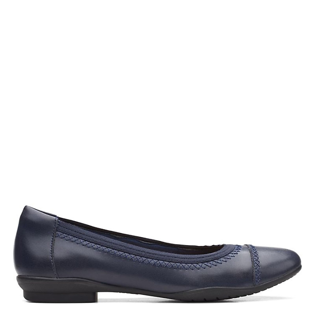 Clarks Women's Sara Bay Ballet Flat, Navy Leather, 5