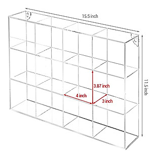 MyGift Wall Mounted Clear Acrylic Collectible Figure Display Case with 12 Compartments for Mini Toys, Crystals and Stone Showcase Shadow Box Shelf