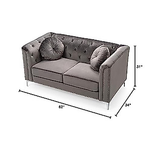 Glory Furniture Pompano Love Seat, Dark Gray. Living Room Furniture, 31" H x 62" W x 34" D