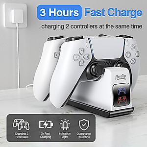 PS5 Controller Charging Station with Fast Charging AC Adapter, HEYSTOP Safety PS5 Controller Charger, Dualsense Charging Station for Playstation 5 with Intelligent Chip Protection