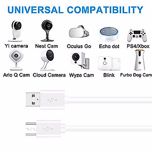 10FT USB Power Extension Cable for Wyze Cam,WyzeCam Pan,YI Camera,NestCam Indoor,Netvue,KasaCam,Furbo Dog,Blink,Cloud Cam,Long USB to Micro USB Charging Charger Cord for Wyze-Cam v3 v2 Security Camera