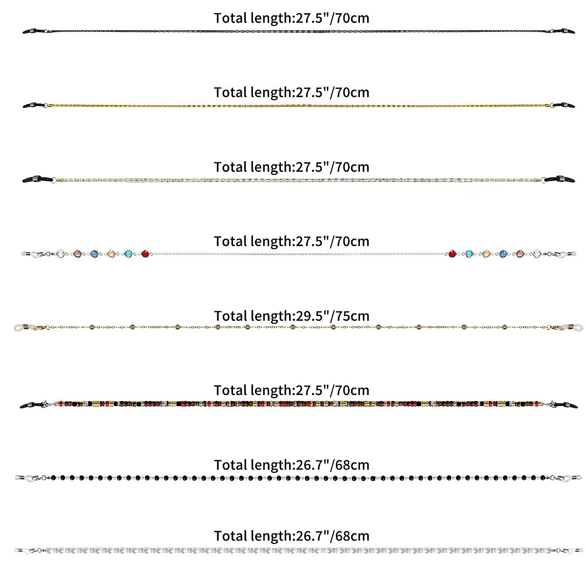 Damanse Eyeglass Chain,8 Pcs Eye Glasses Strap Holders around Neck For Women Stylish,Beaded Glasses Chain Sunglasses Mask Necklace Lanyard