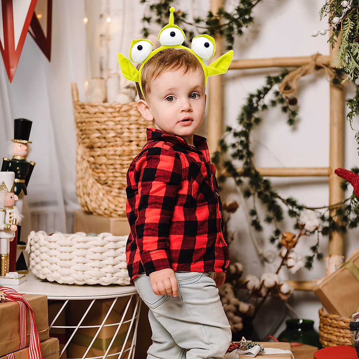 Leziazany Alien Headband Stretchy Plush Eyeball Headband Three Eye Plush Alien Monster Headband for Christmas party cosplay