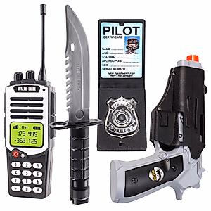 Liberty Imports Fighter Jet Pilot Kids Boy Costume Deluxe Dress Up, Air Force Military Role Play Set with Helmet, Toy Gun, Weapons, Accessories (9 Pcs)