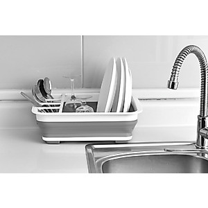 BNYD Collapsible Dish Rack, Foldable Dinnerware Drainer Organizer