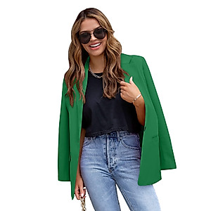 CRAZY GRID Womens Casual Blazer Long Sleeve Business Suit Jacket Open Front Button Work Office Blazer Jacket Fashion Dressy Ladies Blazer Green Size Large