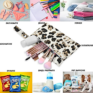 visesunny Leopard Cheetah Skin Tie Dye Pattern 2Pcs Wet Bag with Zippered Pockets Washable Reusable Roomy for Travel,Beach,Pool,Daycare,Stroller,Diapers,Dirty Gym Clothes, Wet Swimsuits, Toiletries