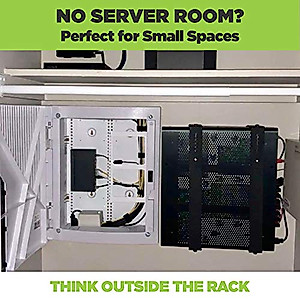 HIDEit Mounts Uni-NSM Mount - Made in USA - Black Steel Adjustable 1U Network Device Wall Mount for A/V Components, Mount for Network Switch, Ethernet Splitter and Ethernet Switch