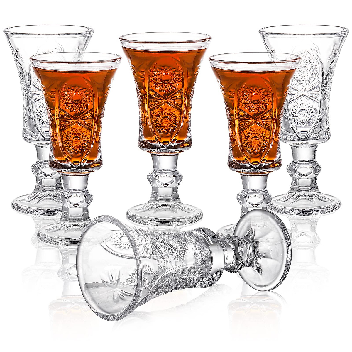 Youeon 12 Pack 1.2 Oz Shot Glasses Set, Clear Cordial Glasses, Fancy Shot Glasses, Mini Wine Glass with Heavy Base, Sherry Glasses Small Goblet Glasses for Tequila, Liquor, Whiskey, Vodka
