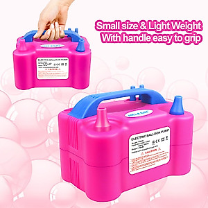 Electric Air Balloon Pump, Portable Dual Nozzle Electric Ballon Blower Maschine 600W Balloon Inflator for Party, Birthday, Wedding, Graduation, Festival Decorations(100-120v, Rose Red)