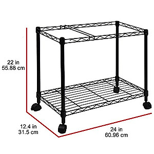 Oceanstar Portable 1-Tier Metal Rolling File Cart, Black,24 in