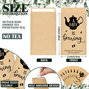 Chivertion 50 Sets Tea Party Baby Shower Decorations Include 50 a Baby Is Brewing Tea Bags 50 Thank You Cards and Organza Bags Baby Shower Favor Thank You Gifts for Guests, No Tea(Eucalyptus Leaf)