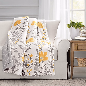 Lush Decor Aprile Throw Blanket, 60" x 50", Yellow & Gray