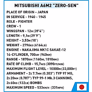 COBI Historical Collection World War II Mitsubishi A6M2 ZERO-SEN Plane