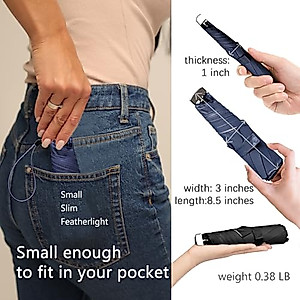 NINJAFOX Travel Umbrella Mini Umbrellas stainless steel frame rust proof,Small,Lightweight,Compact but Strong for Sun&Rain for Woman, Kids,Men Suit for Pocket (Non-Automatic)