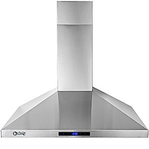 AKDY 30 in. Wall Mount Range Hood, 3-Speed Fan and LED Lights in Stainless Steel, Convertible Range Hood Ducted to Ductless with 2-Sets of Carbon Filters