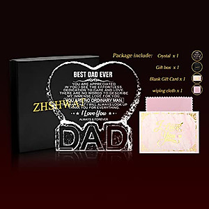 ZHSHWAT Gift for Dad,to My Dad Heart-Shaped Crystal Fathers Day Anniversary Birthday Gifts for Dad from Daughter, Son, Kids