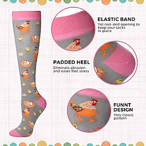 4 Pairs Funny Animal Knee Socks Novelty Animal Lovers Gifts Warm Horse Sloth Chicken Stockings for Women Men Girls (Chicken)