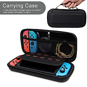 Switch Accessories Bundle, Kit with Carrying Case, Protective Case with Screen Protector, Compact Playstand,Game Case, Joystick Cap, Charging Dock, Grip and Steering Wheel for Nintendo Switch(20-in-1)