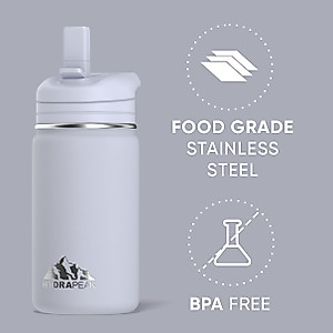 Hydrapeak Mini 14oz Water Bottle with Straw Lid, Stainless Steel Double Wall Insulated Water Bottle | Leak-Proof and Spill-Proof Water Bottle, 24 Hours Cold (Ice)