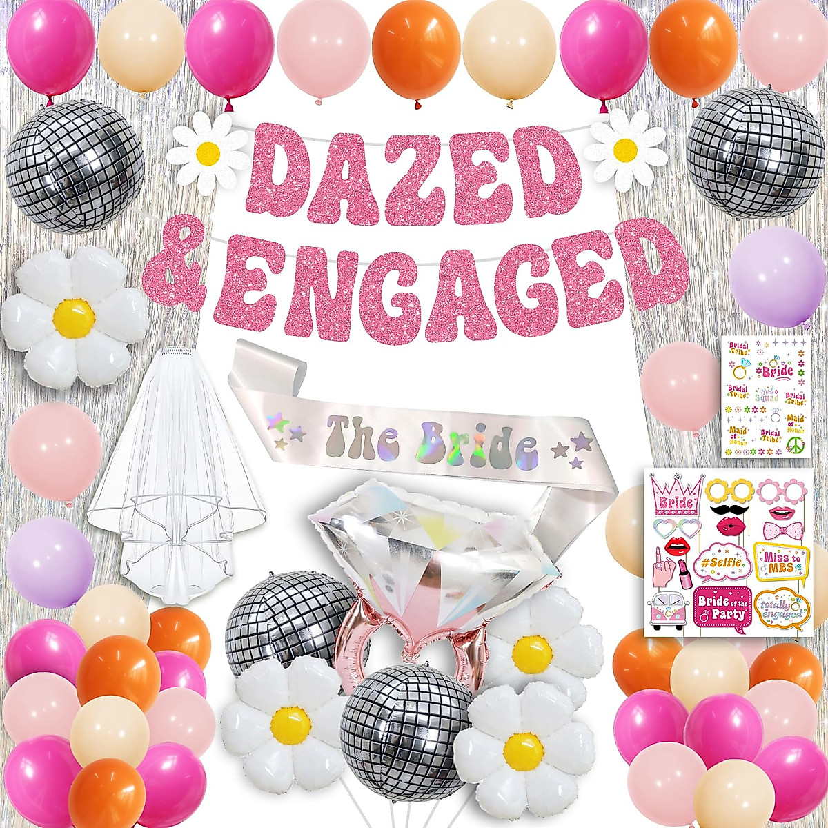 Dazed and Engaged Bachelorette, 86 Pcs Dazed and Engaged Decorations, Bachelorette Party Decorations Wedding Bridal Shower Party