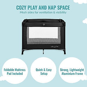 Dream On Me Nest Portable Play Yard With Carry Bag And Shoulder Strap, Black