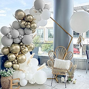 RUBFAC Pastel Grey Balloons, 146pcs Different Sizes Pack of 36 18 12 10 5 Inch for Balloon Garland or Balloon Arch as Graduation Wedding Birthday Baby Shower Anniversary Party Decorations