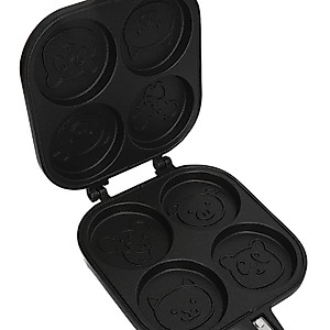 Fockety Double Sided Frying Pan, Sandwich Pancake Pan Non Stick Pan, Easy to Flip Pan with Anti Burn Handle, Grill Pan for Barbecue Grill Pot, Double Pan for Omelets, Wheel Pie Bread Egg
