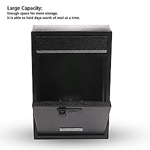 KYODOLED Locking Wall Mount Mailbox,Mail Boxes Outdoor with Combination Lock，Security Key Drop Box,12.4Hx 8.54Lx 3.35W Inches,Black Large