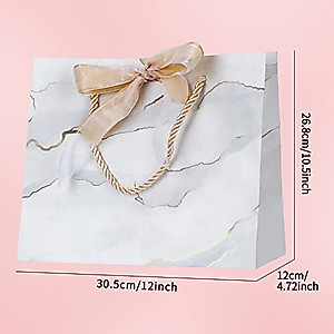 Homelove 8 Pieces Large Gift Bags,10.6" X 4.7" X 11.8" Marble Pattern Gift Bag with Ribbon Bow, Waterproof Paper Gift Bag for Holiday Birthday Christmas Wedding Party