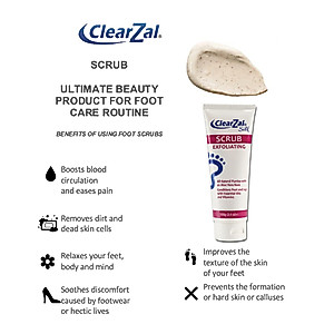 ClearZal Scrub 3.4oz, Foot and Skin Exfoliating Scrub, All Natural Pumice With An Aloe Vera Base, Repairs Cracked Heels, Loosens Calluses and Dry Skin