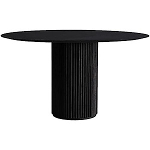 NIUYAO Round Solid Wood Dining Table Black, 27.5" W Circular Tabletop for Dining Room Kitchen Leisure Coffee Table