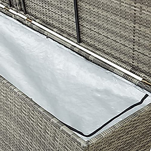 YEZIYIYFOB 160 gal Outdoor Storage Box Large Deck Box Taupe Grey Rattan Patio Storage Box Garden Storage Suncast Chest Container Poly Cabinet for Lawn Backyard 78.7"x19.6"x23.6" Grey NOT WATERPROOF