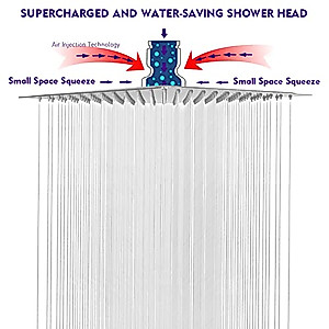 Welan Rain Shower Head, High Pressure Shower Head, 10 Inch Stainless Steel Square Showerhead, Adjustable Angles, Anti-Clogging Silicone Nozzle