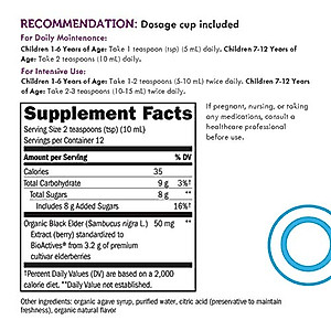 Nature's Way Sambucus Organic Elderberry Syrup for Kids, Black Elderberry Extract, Great Tasting, Gluten-Free, 4 Fl. Oz