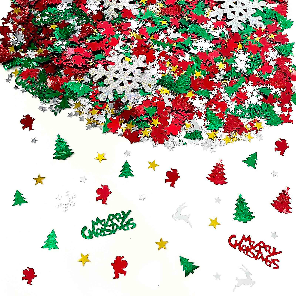 Metallic Foil Christmas Deer & Snowflake Confetti Scatters for Table Decorations - Merry Christmas Party Sets