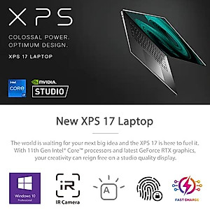 2021 Newest Dell XPS 17 Laptop 9710, 17" UHD+ Touch Display, Intel i7-11800H, GeForce RTX 3050, 32GB RAM, 1TB SSD, IR Camera, Backlit Keyboard, Fingerprint Reader, Wi-Fi 6, Thunderbolt, Win 10 Pro