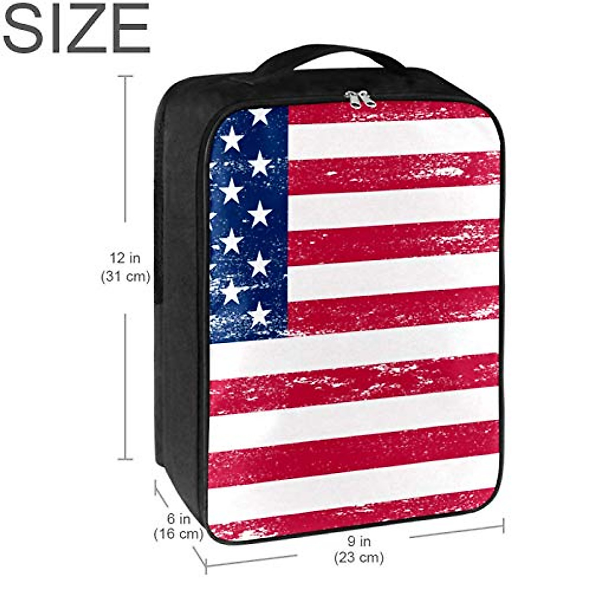 Nanmma Waterproof Shoe Box Bags Pouches Grunge American Flag for Travel Storage Organizer Bag