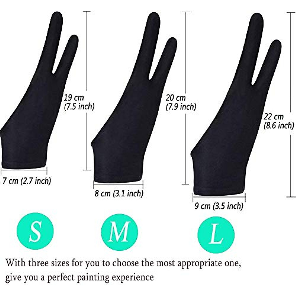 6 Pieces Artist Glove for Drawing Tablet, Gzingen Two-Finger Tablet Drawing Gloves, Digital Artist Gloves for Graphics Pen Drawing Tablet Monitor Light Box Tracing Board- S M L (Purple/Red)