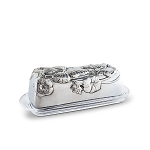 Arthur Court Designs Aluminum Butterfly Covered Butter Cream Cheese Dish Container Keeper with Glass Dish 7 inch Long