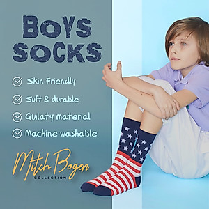 Mitch Bogen Boy's Novelty Crew Dress Fun Design Socks 12 Pairs Assorted Sports Shape Pattern (Boys 1, Medium)