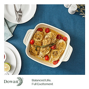 DOWAN Casseroles dish with lids, Ceramic Baking Dish With Lid, Casserole Dishes for oven, 1.6 Quarts Bakeware With Handle Oven Safe for Cooking, Dinner, Home Gift, 8 x 8 Inches, Green