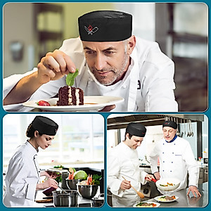 6 Pieces Unisex Chef Hats Mesh Top Kitchen Cooking Caps Breathable Cook Hats for Men Women Skull Fabric Chef Cap Elastic Food Kitchen Beanie Black