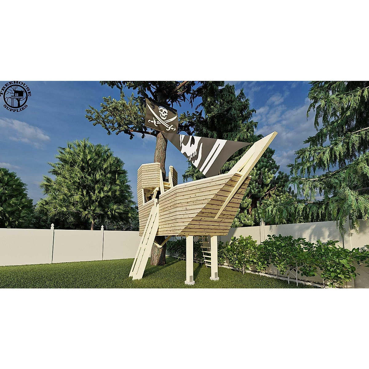 The Pirate Ship © 1 Tree 2 Post Treehouse Plan