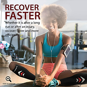 Rymora Calf Compression Sleeves Men Women Shin Splints Running (Pair) (Black) (M)