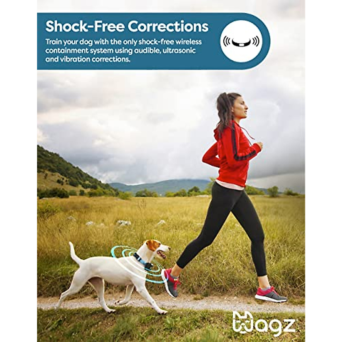 Wagz® Freedom Smart Dog Collar™ with New Boost Battery for Nearly 3X More Battery Life – Shock-Free Wireless Fence & Wellness System, Virtual Geofences, GPS Location & Activity/Health Tracking