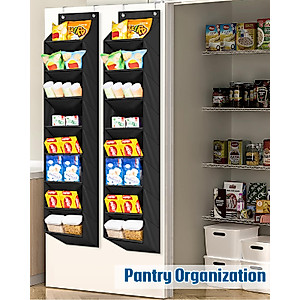 SLEEPING LAMB 2 Pack Narrow Over The Door Shoe Organizer with 8 Large Deep Pockets, Hanging Shoe Rack for Closet Door Storage for Boots, Sneakers (Black)