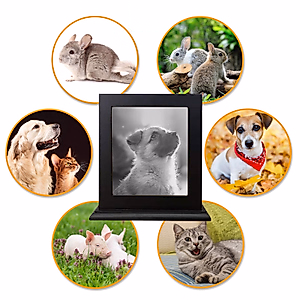 BRKURLEG Pet Wood Memorial Urn for Ashes,Photo Frame Keepsake Box for Cats Dogs,Funerary Caskets Supplies Burly Wood Cremation Urns with Acrylic Glass Photo Protector for Pet Lovers