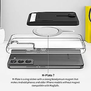 Sinjimoru Pop Up Phone Wallet for MagSafe, Magnetic Phone Credit Card Holder for Back of Cell Phone Case with Quick Access for iPhone 12 13 14 Series. M-Button Wallet Black