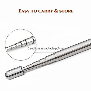 SWTOOL 2PCS Stainless Steel Pen with Clip - Hand Pointer Extendable Telescopic Retractable Ballpoint Pen Pointer Handheld Presenter Classroom Whiteboard Pointer